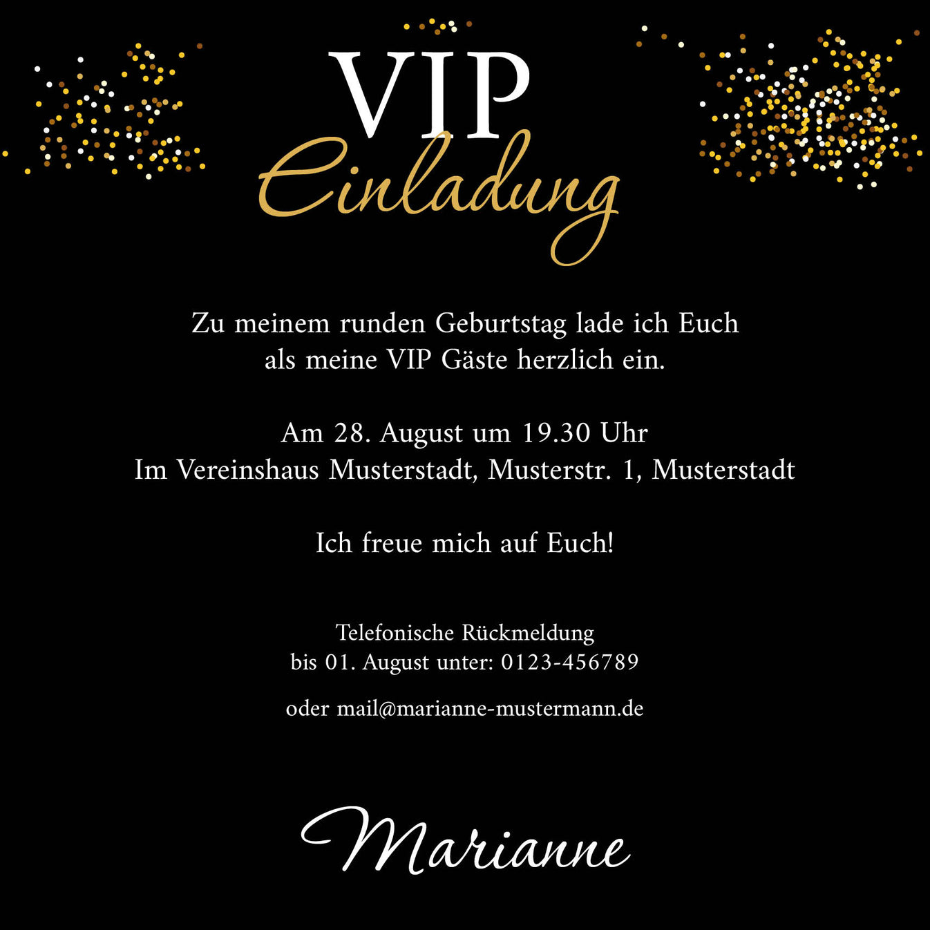 Einladung zum 50. Geburtstag: VIP Party – Individuelle Einladung