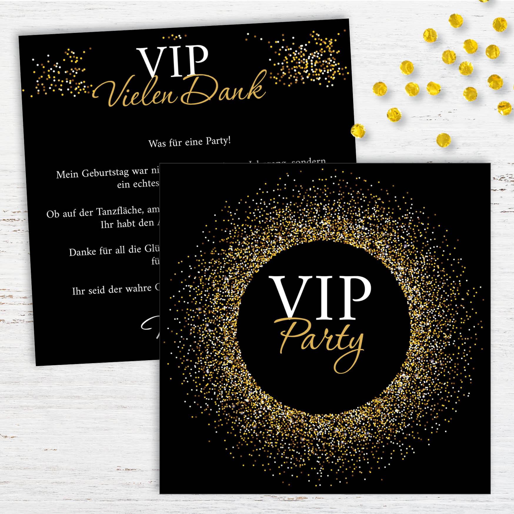 Danksagung Geburtstag VIP – Exklusive schwarz goldene Karte für ...